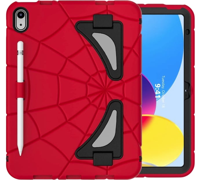 Red Spider Web iPad Case for 10.2 Inch Model A2602 Shockproof Cover ...