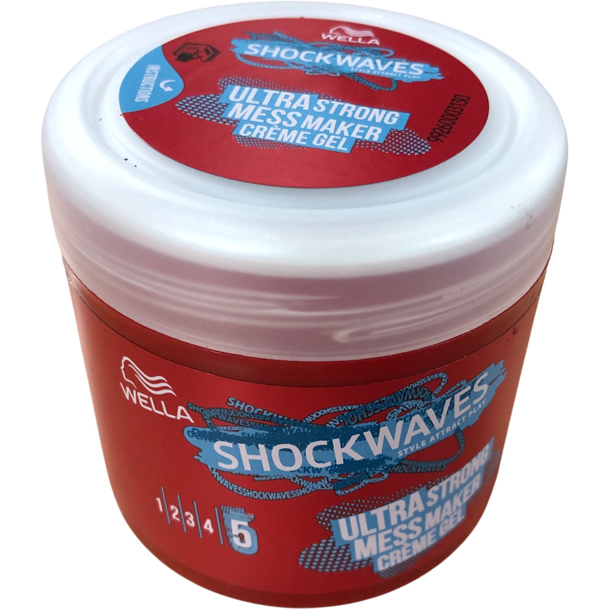 WELLA SHOCKWAVES Ultra Strong Mess Maker Creme Gel 150ml Hair Styling ...